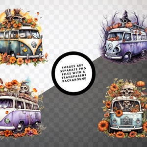 20 Halloween Vintage Bus Clipart Bundle, High Quality Transparent PNG ...