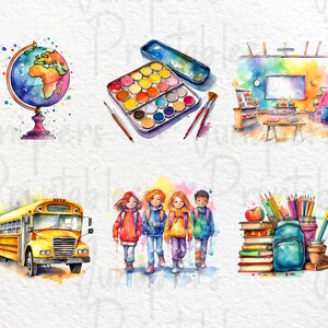 Watercolor School Clipart, Back to School Clipart, School Clipart 24 ...