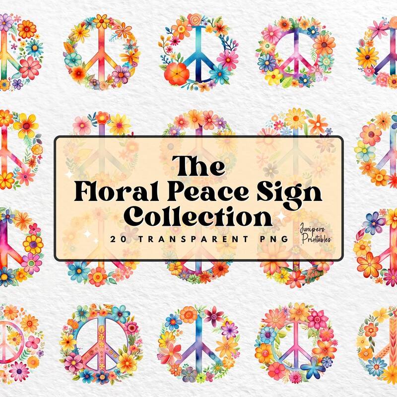 Flower Peace Sign - Etsy