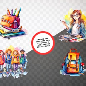 Watercolor School Clipart, Back to School Clipart, School Clipart 24 ...