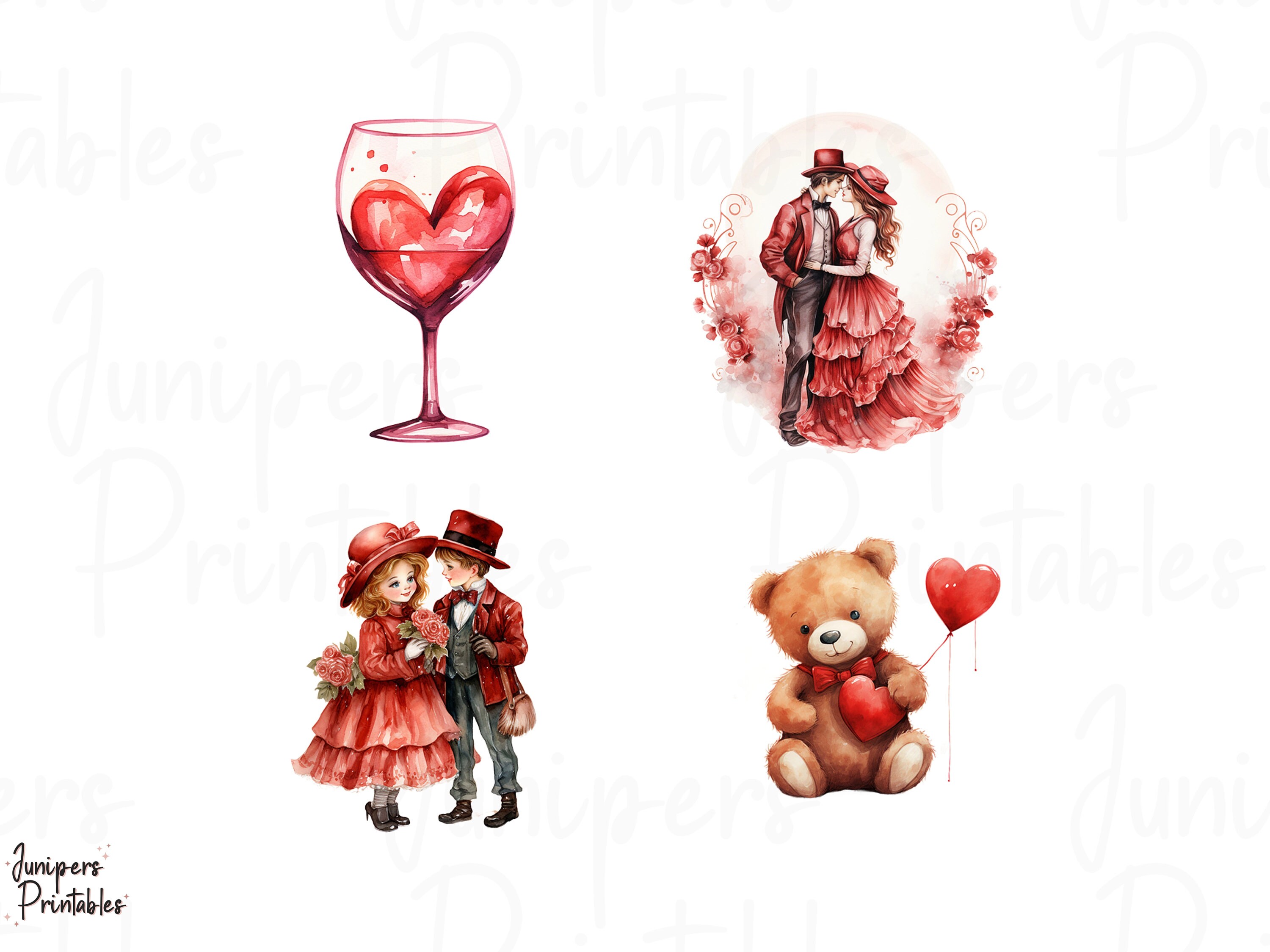 Red Valentine's Day Clipart Bundle, 26 High Quality Transparent PNG ...