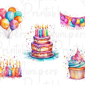 Rainbow Birthday Party Clipart Bundle, 25 High Quality Transparent PNG ...