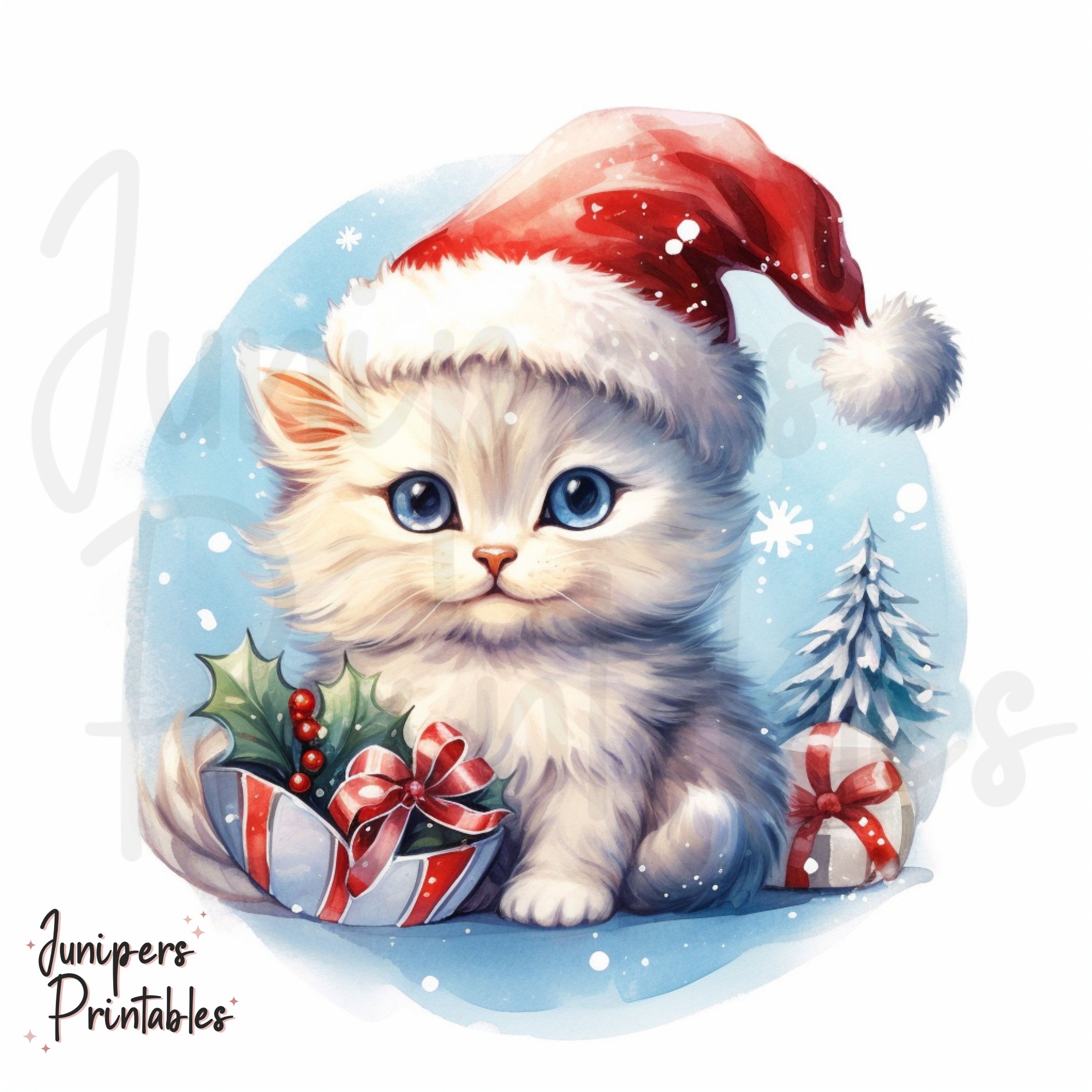 20 Christmas Kittens Clipart High Quality Jpgs Digital - Etsy
