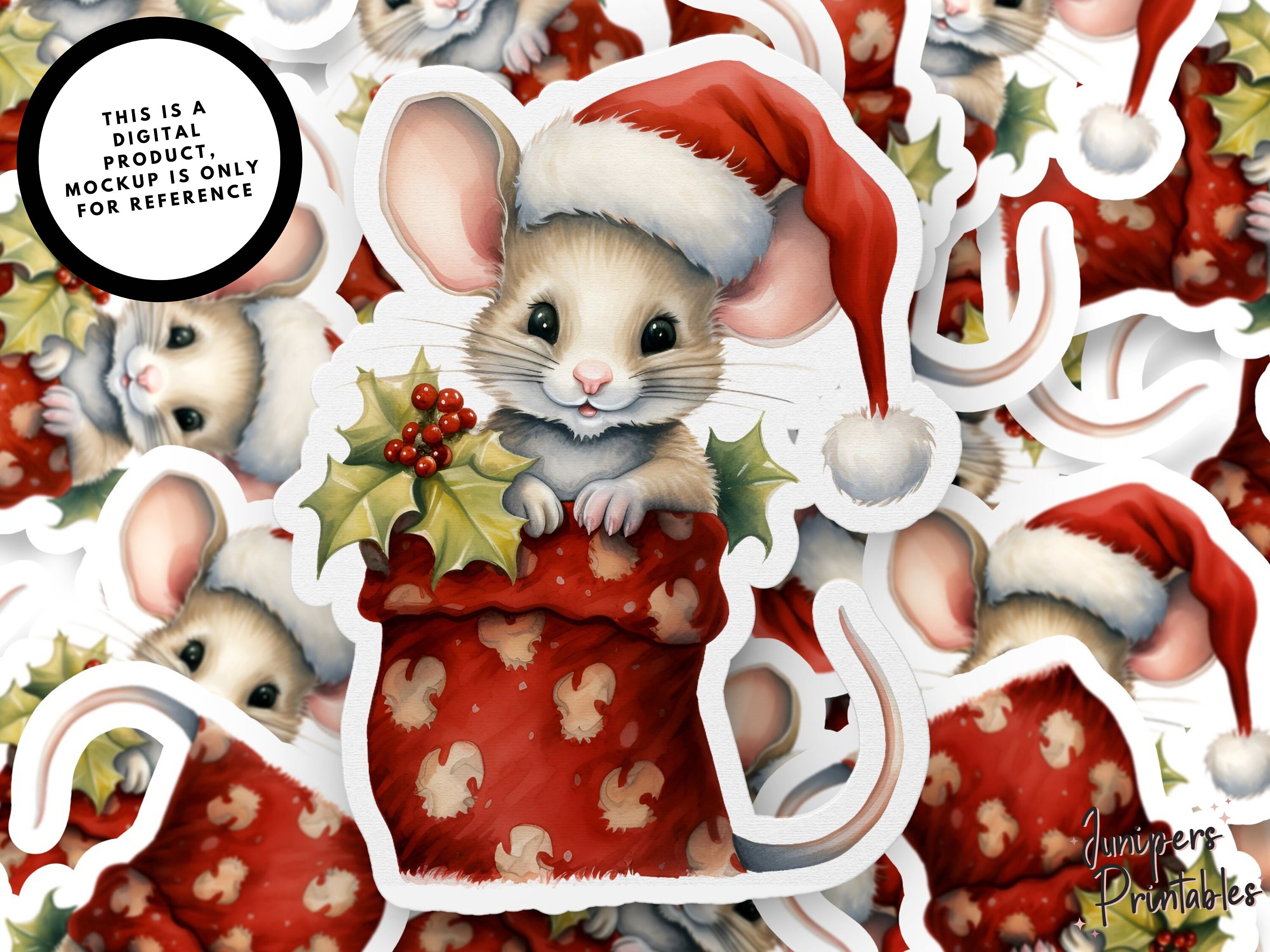 Watercolor Christmas Mice Clipart Bundle 20 High Quality PNG, Cute ...