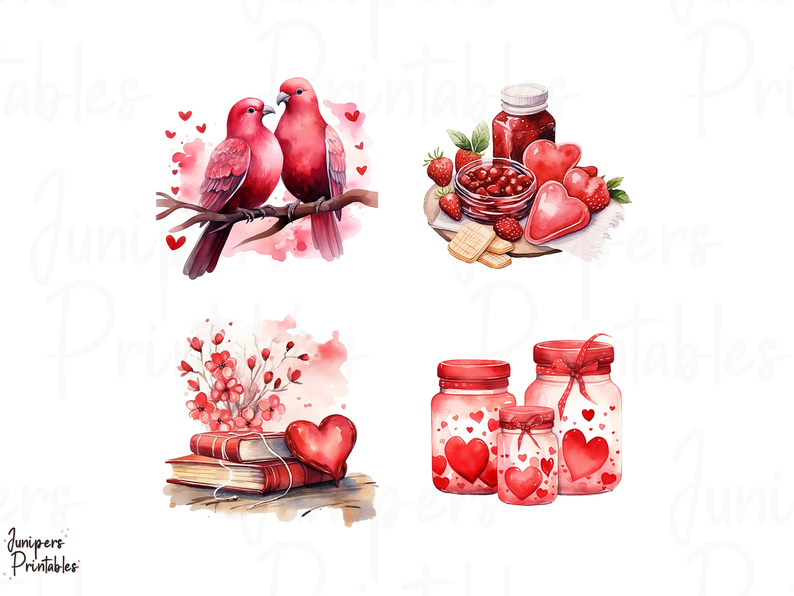 Red Valentine's Day Clipart Bundle, 26 High Quality Transparent PNG ...