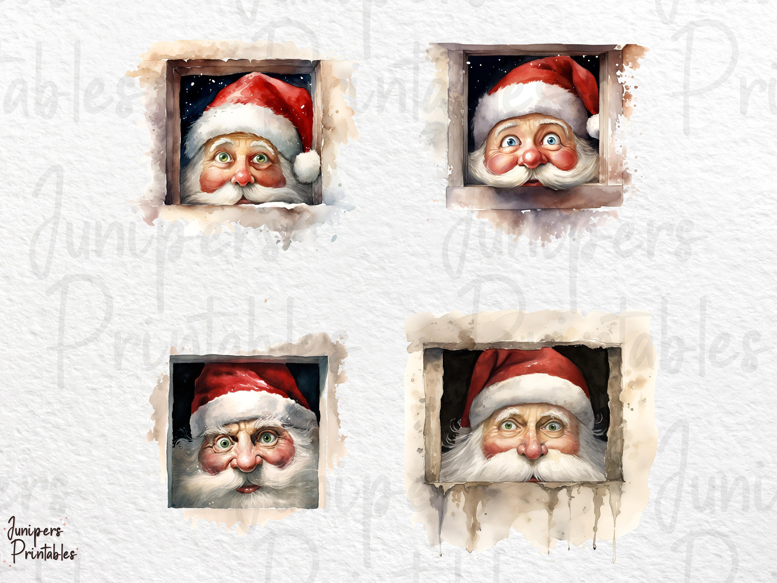 Peeking Santa Clipart Bundle, 22 High Quality Transparent PNG for ...