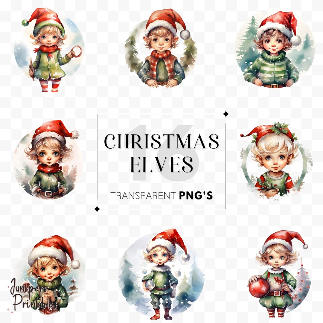 16 Christmas Elf Clipart, High Quality PNG, Digital Download Card ...