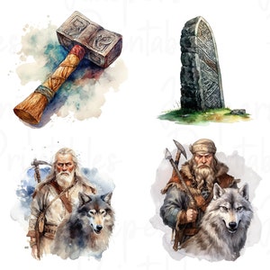 Norse Vikings Clipart Bundle, 28 High Quality Transparent PNG for ...