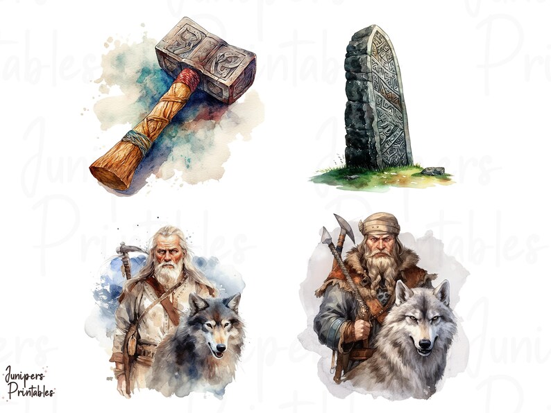 Norse Vikings Clipart Bundle, 28 High Quality Transparent PNG for ...