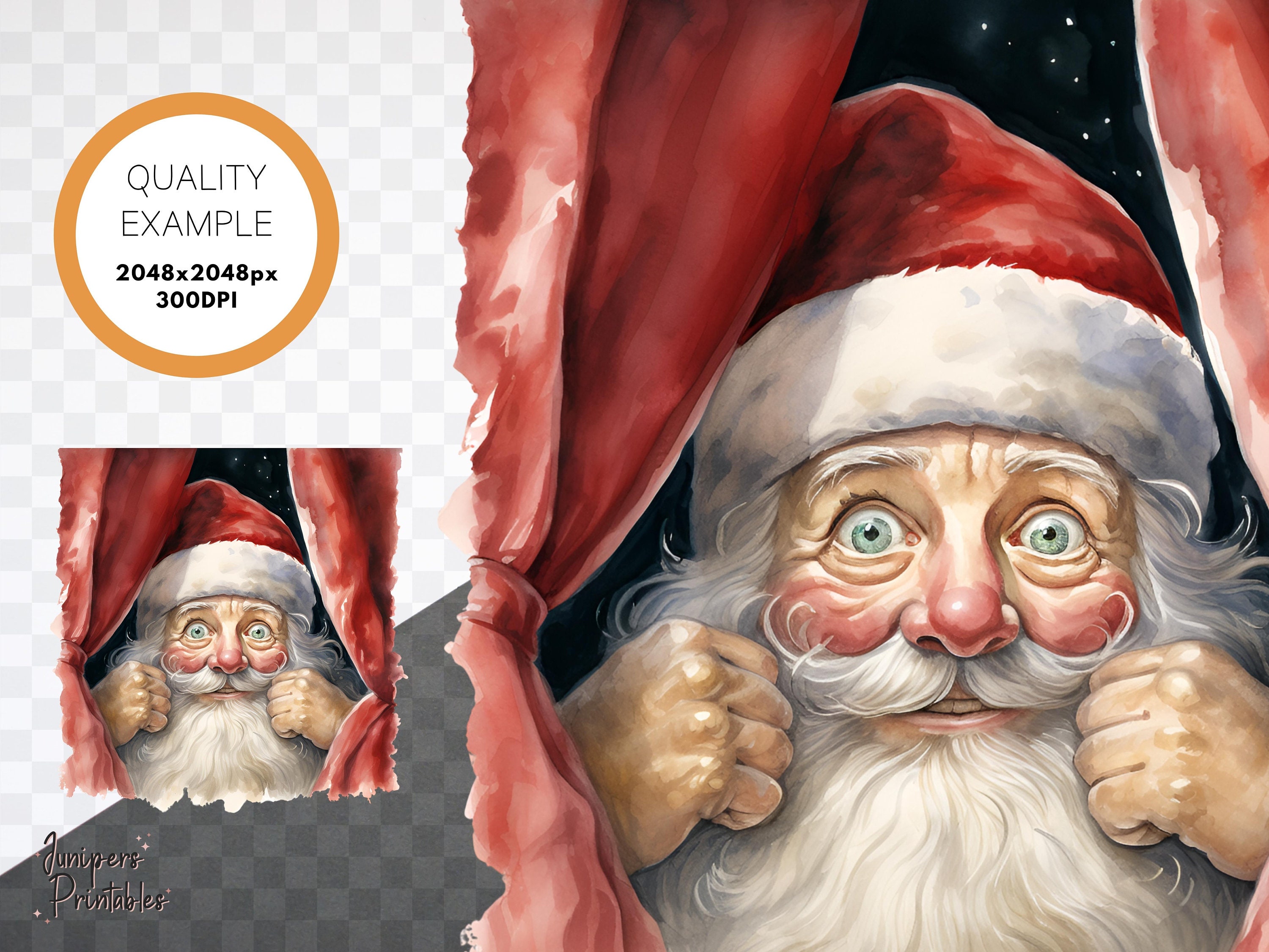 Peeking Santa Clipart Bundle, 22 High Quality Transparent PNG for ...