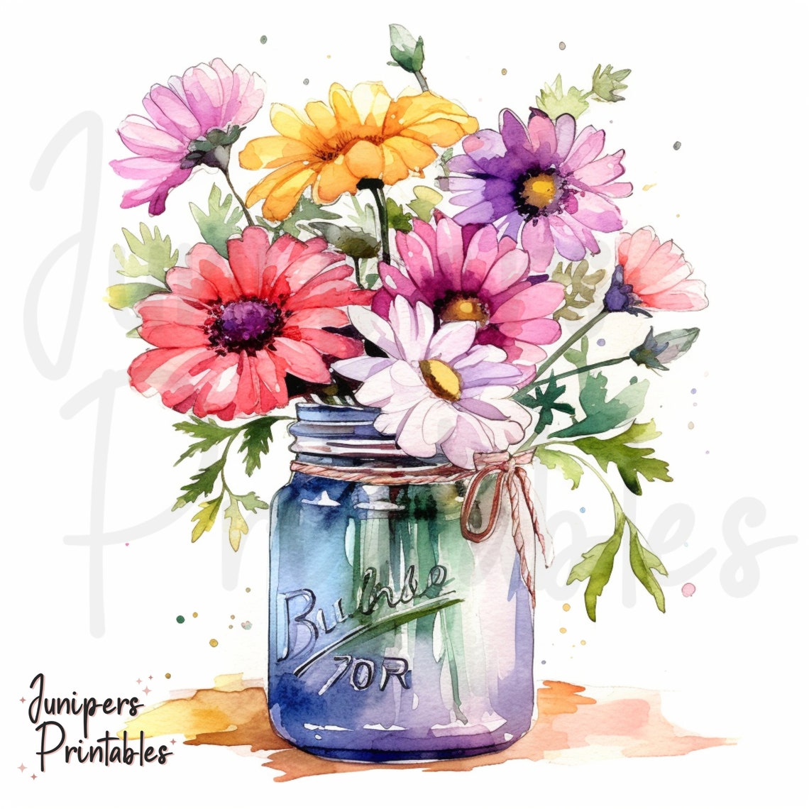 Vase of Colorful Flowers Clipart 12 High Quality Jpgs - Etsy