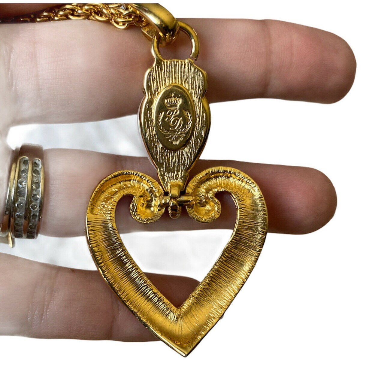 Rare Vintage Ralph Lauren Pearl Heart Pendant Chain RLL Necklace Gold ...