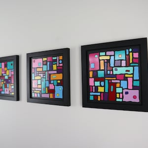 Abstract Wall Decor Mosaic Artwork Colorful Framed Wall Accent Art ...