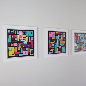 Abstract Wall Decor Mosaic Artwork Colorful Framed Wall Accent Art ...