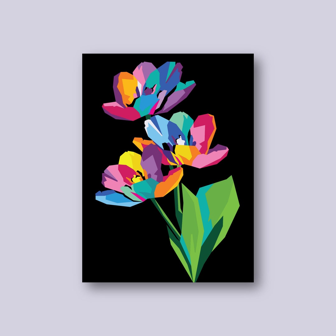 Floral Poster Art Flowers WPAP Art Home Wall Decor Print - Etsy