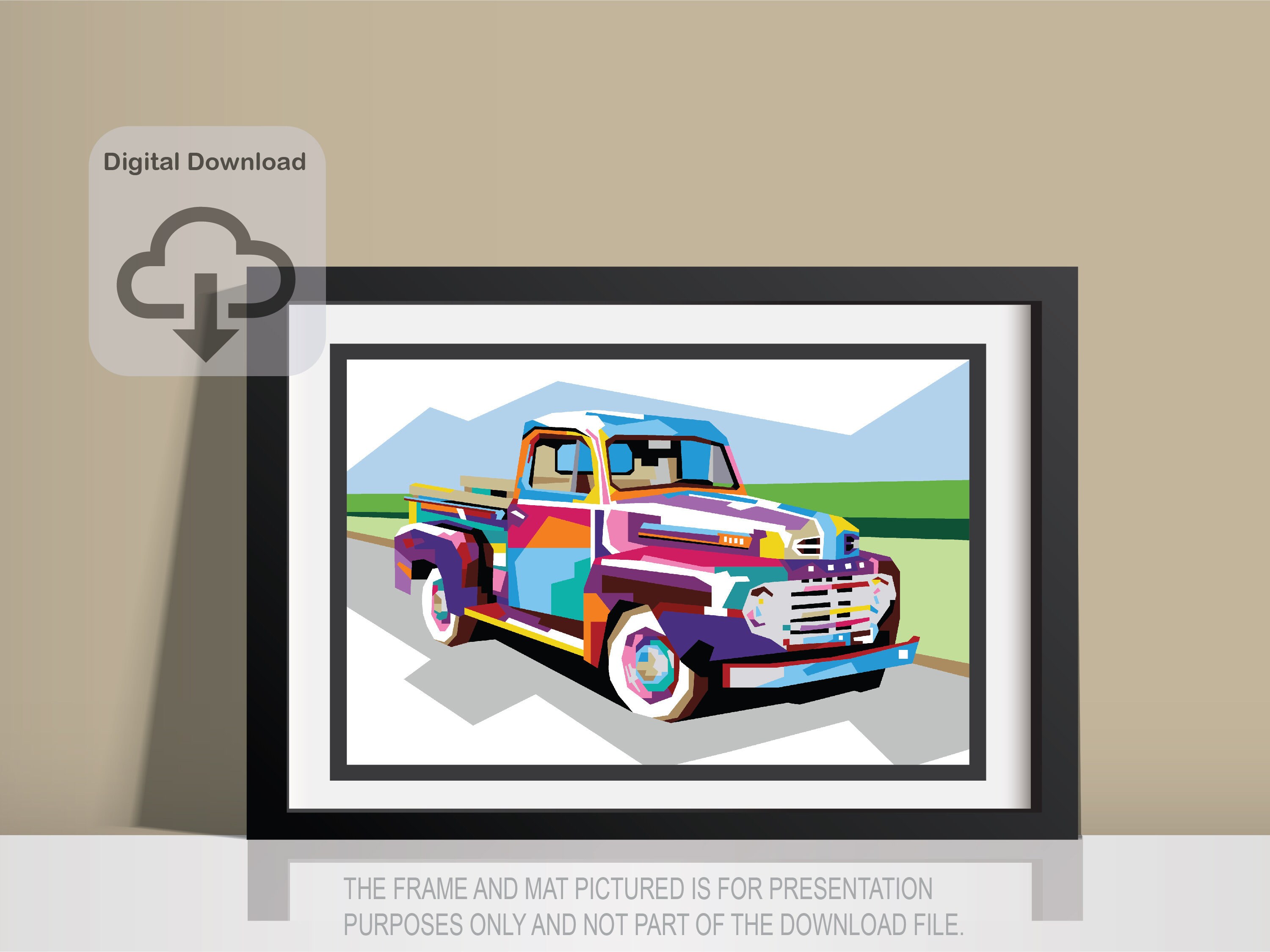 49 Ford Pickup Pop Art WPAP Art Instant Digital Download Vintage Car ...
