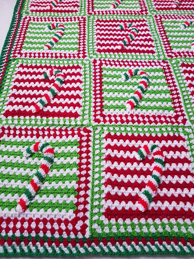 CROCHET PATTERN Candy Cane Lane Christmas afghan | Etsy