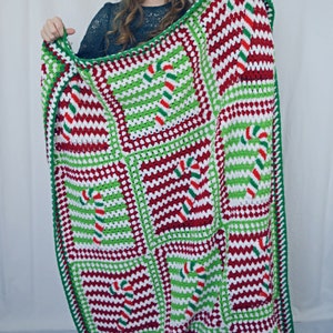 CROCHET PATTERN "candy Cane Lane" Christmas Afghan Blanket Throw Pdf ...