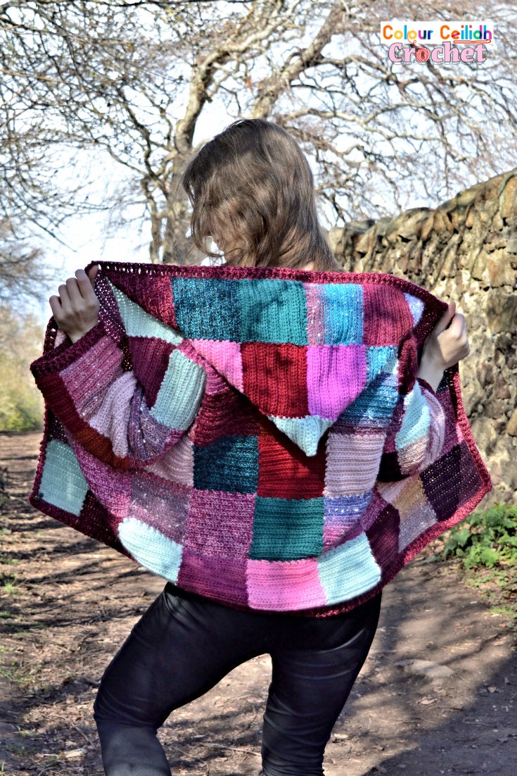 Crochet Patchwork Hoodie Pattern PDF | Patchwork Cardigan for Beginners ...