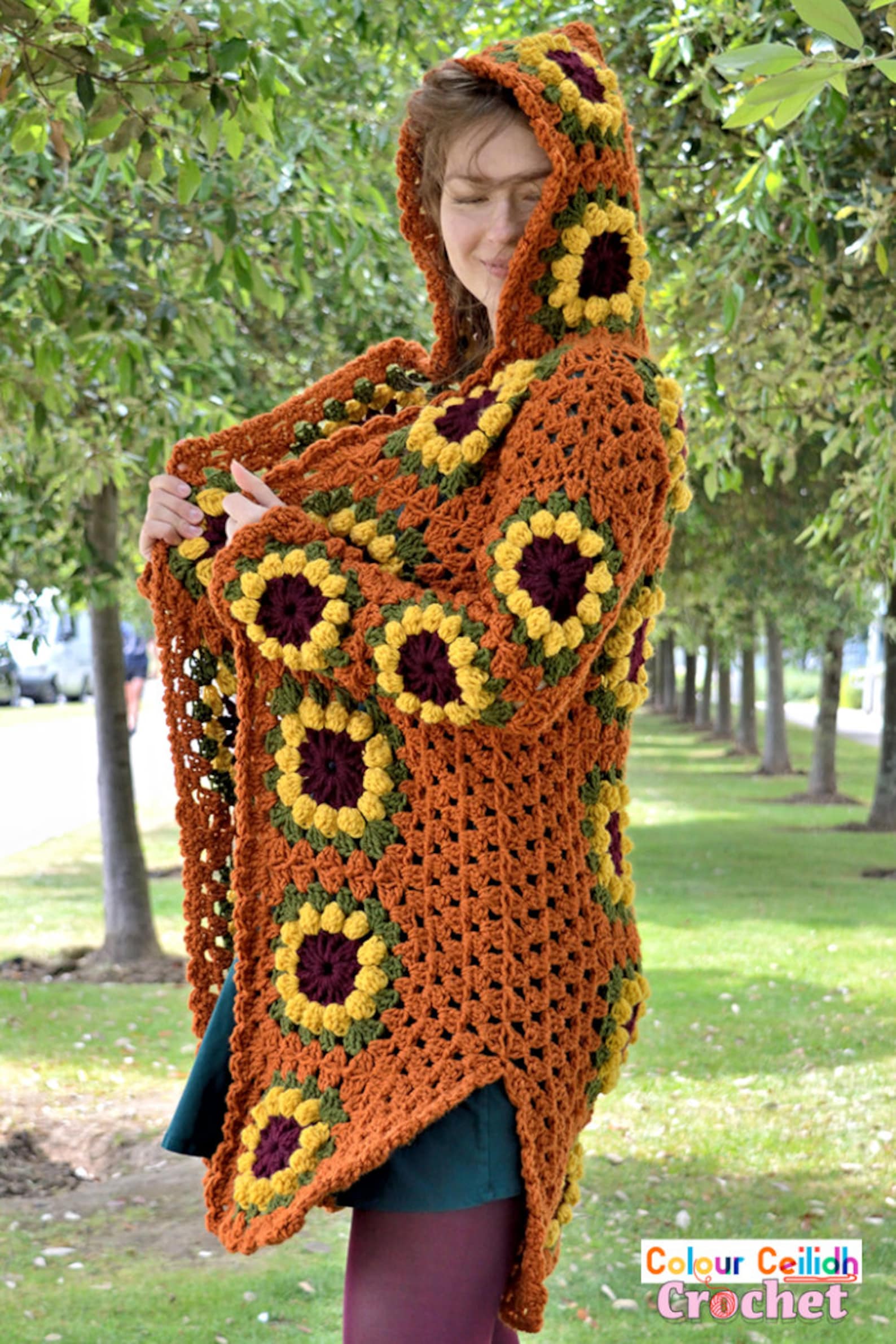 Crochet Sunflower Cardigan Pattern PDF | Long Crochet Granny Square ...
