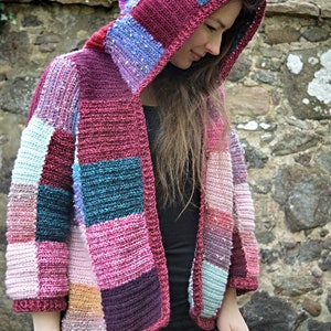 Crochet Patchwork Hoodie Pattern PDF | Patchwork Cardigan for Beginners ...