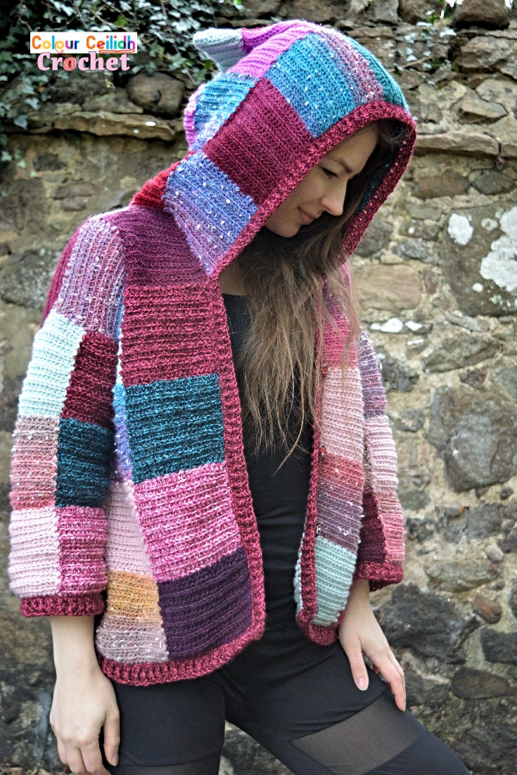 Crochet Patchwork Hoodie Pattern PDF | Patchwork Cardigan for Beginners ...