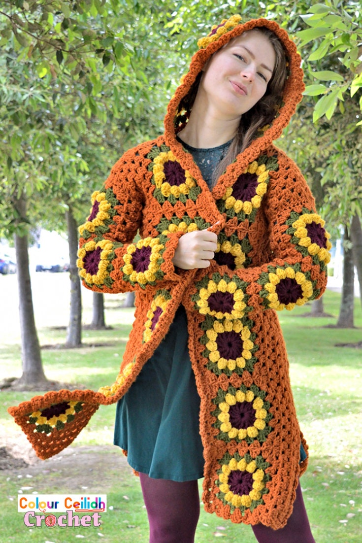 Crochet Sunflower Pattern Cardigan