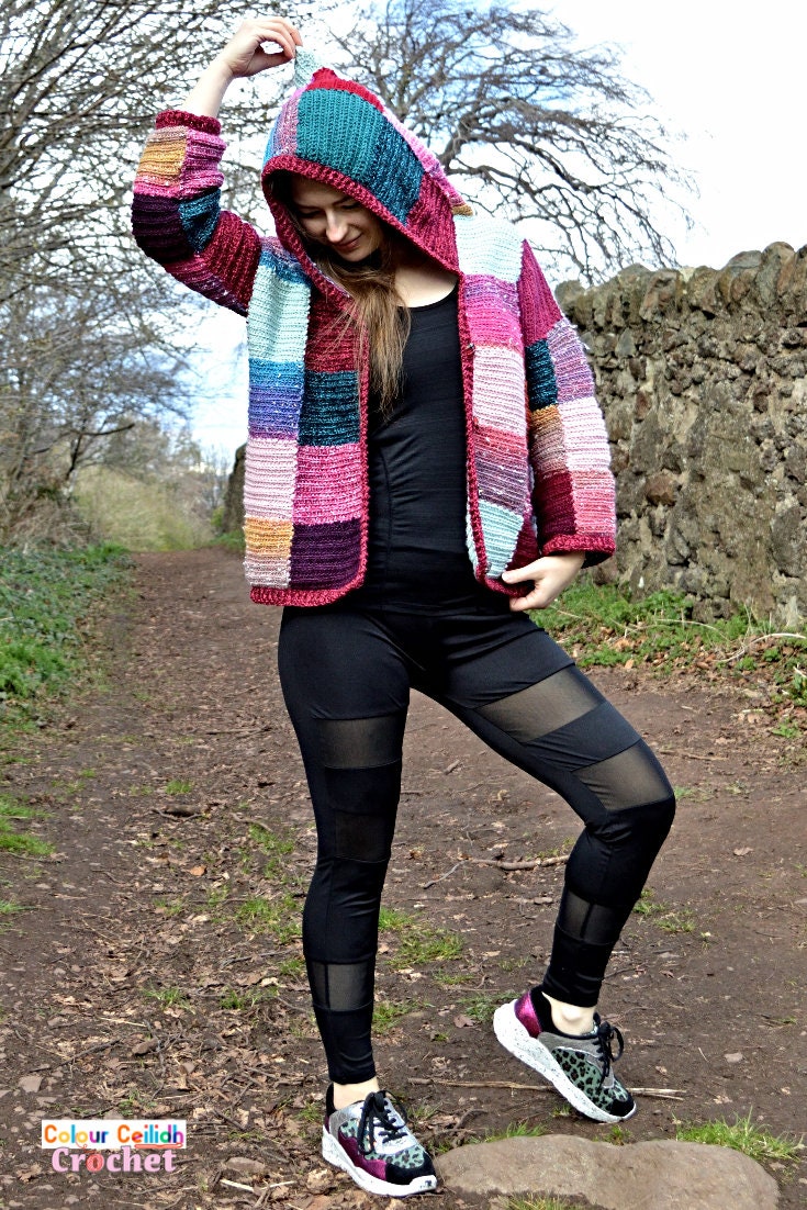 Crochet Patchwork Hoodie Pattern PDF | Patchwork Cardigan for Beginners ...