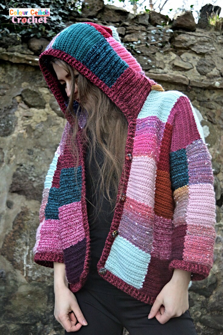 Crochet Patchwork Hoodie Pattern PDF | Patchwork Cardigan for Beginners ...