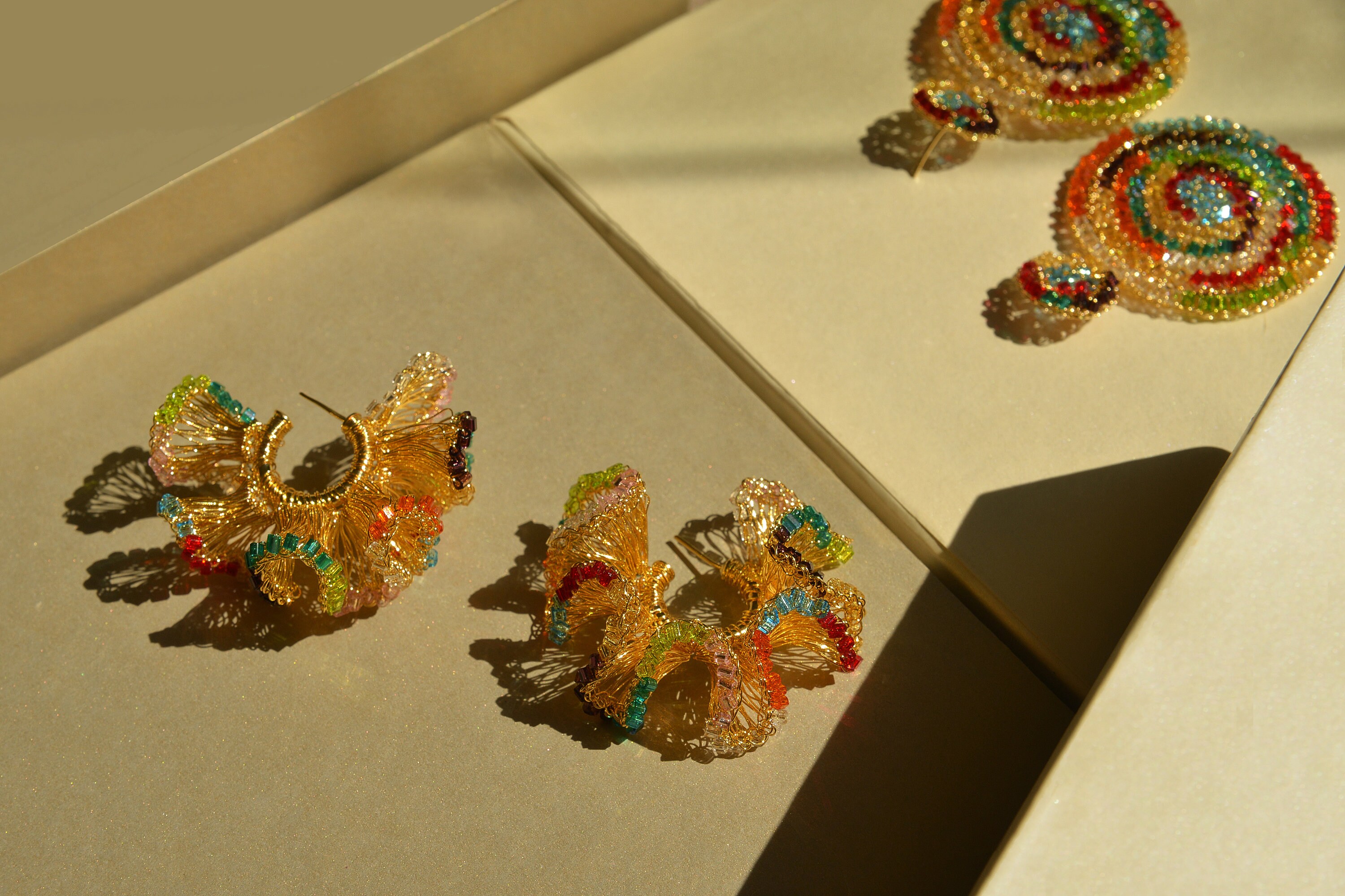 Handmade 18K Gold Filled Wire Crochet Hoop Earrings: Multicolor Rio ...