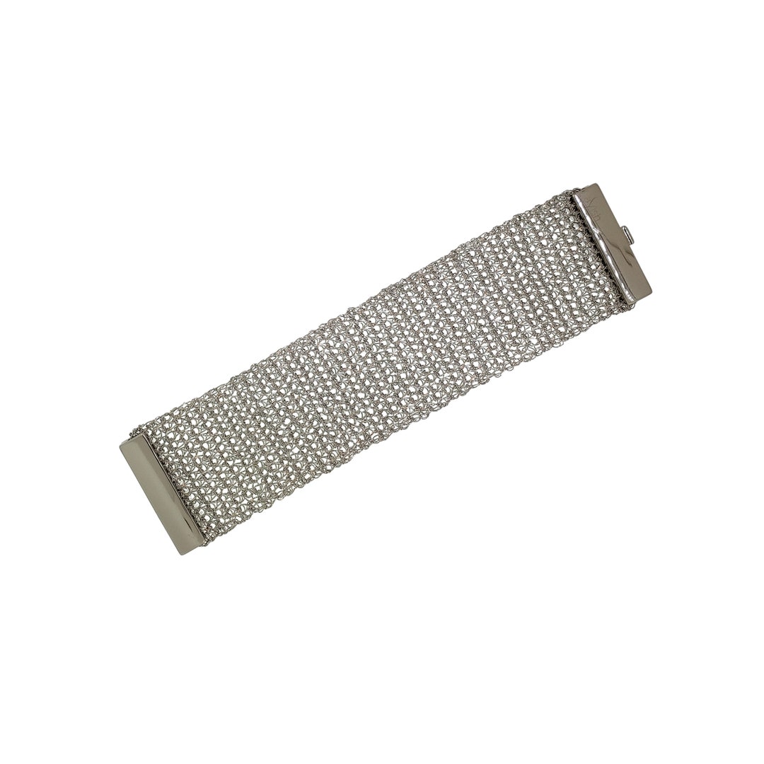 Handmade Silver Mesh Crocheted Bracelet, Palladium Copper Wire Cuff - Etsy