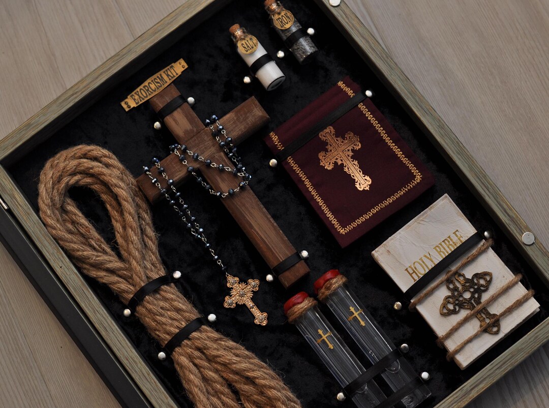 Vintage Exorcism Kit Shadow Box No. 1 Black Crushed Velvet - Etsy