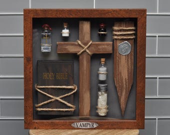 Vintage Vampire Hunting Kit Shadow Box Large Brown - Etsy