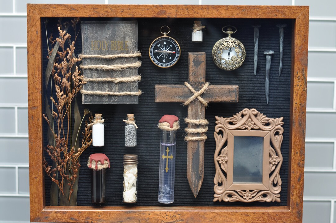 Vintage Vampire Hunting Kit Shadow Box Large Brown - Etsy