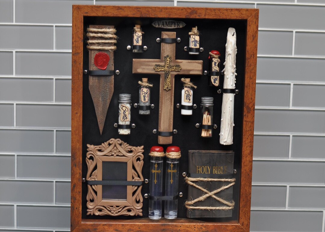 Vintage Vampire Hunting Kit Shadow Box Brown Frame Black - Etsy