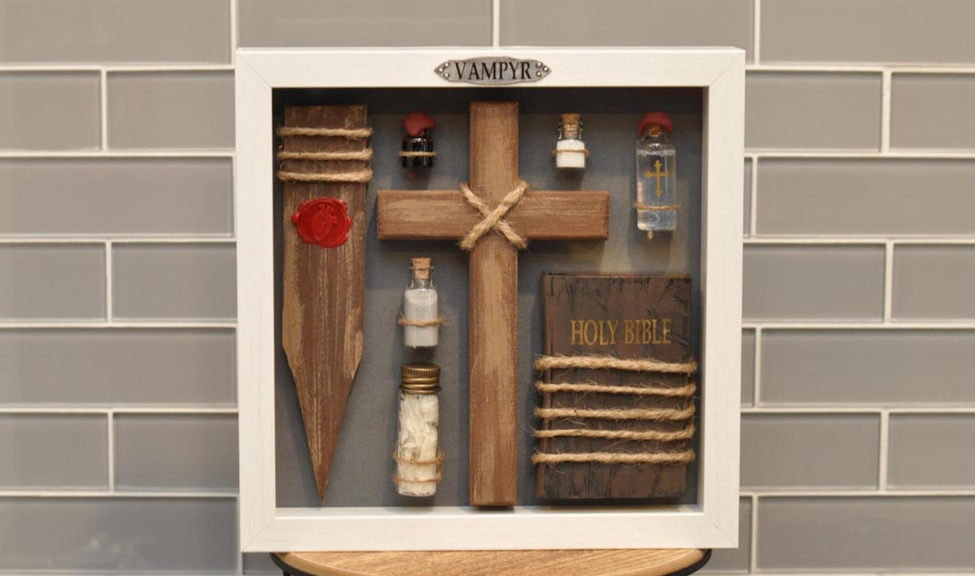 Vintage Vampire Hunting Kit Shadow Box Medium Grey - Etsy