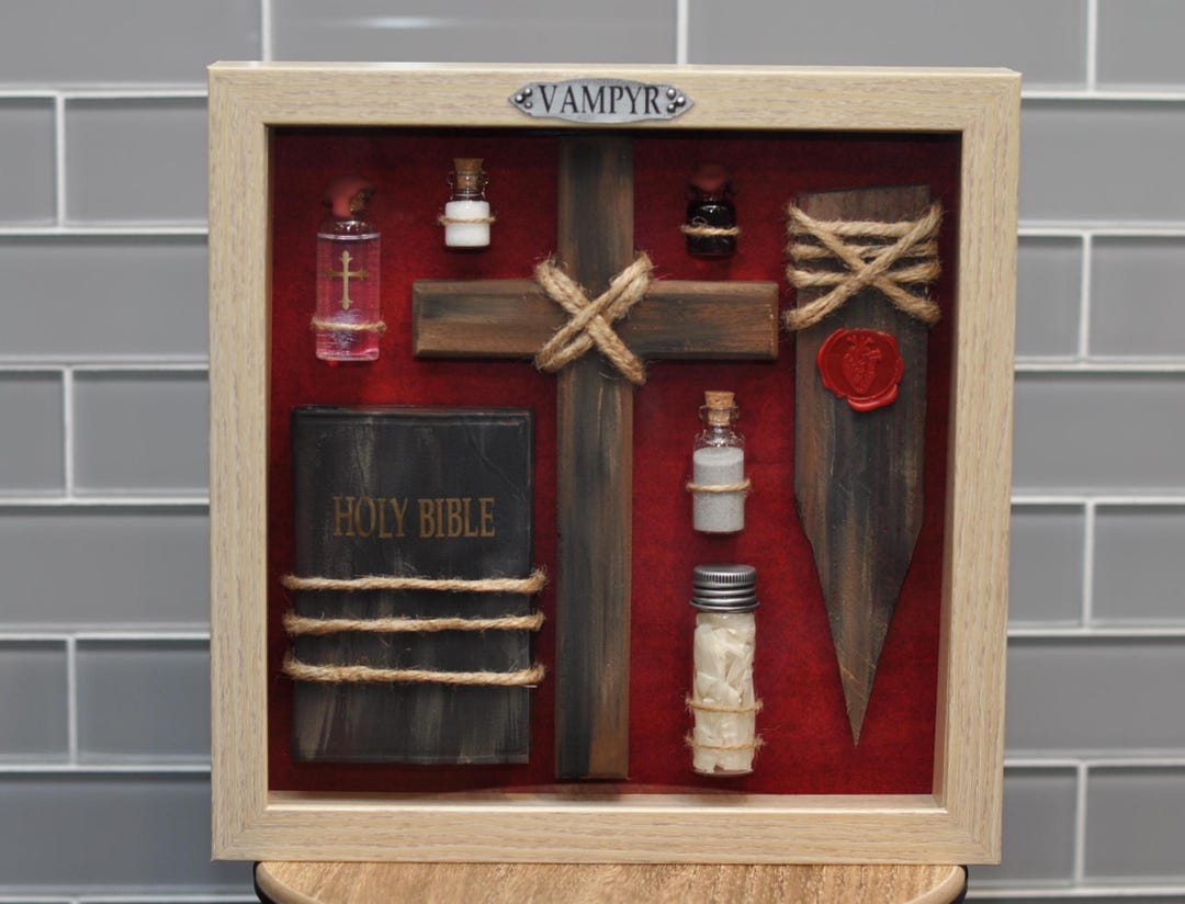 Vintage Vampire Hunting Kit Shadow Box Medium Red - Etsy