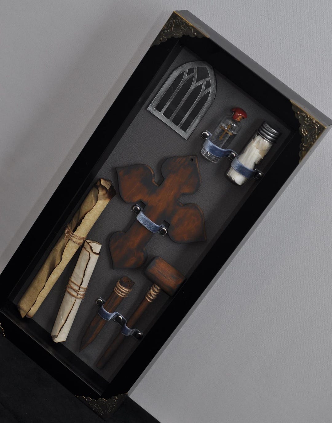 Vintage Vampire Hunting Kit Shadow Box- Crushed Black Velvet - Etsy