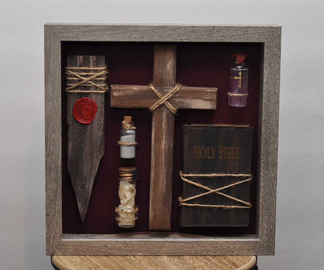 Vintage Vampire Hunting Kit Shadow Box Medium Maroon - Etsy