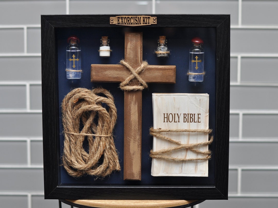 Vintage Exorcism Kit Shadow Box Black Frame Dark Blue - Etsy