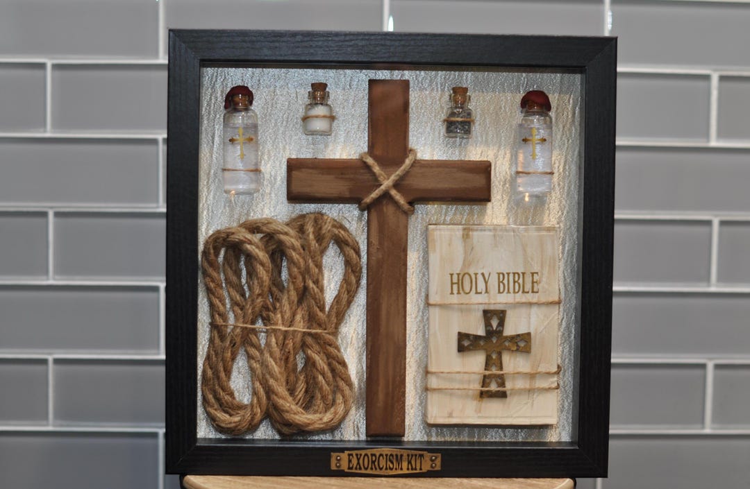 Vintage Exorcism Kit Shadow Box Black Frame White - Etsy
