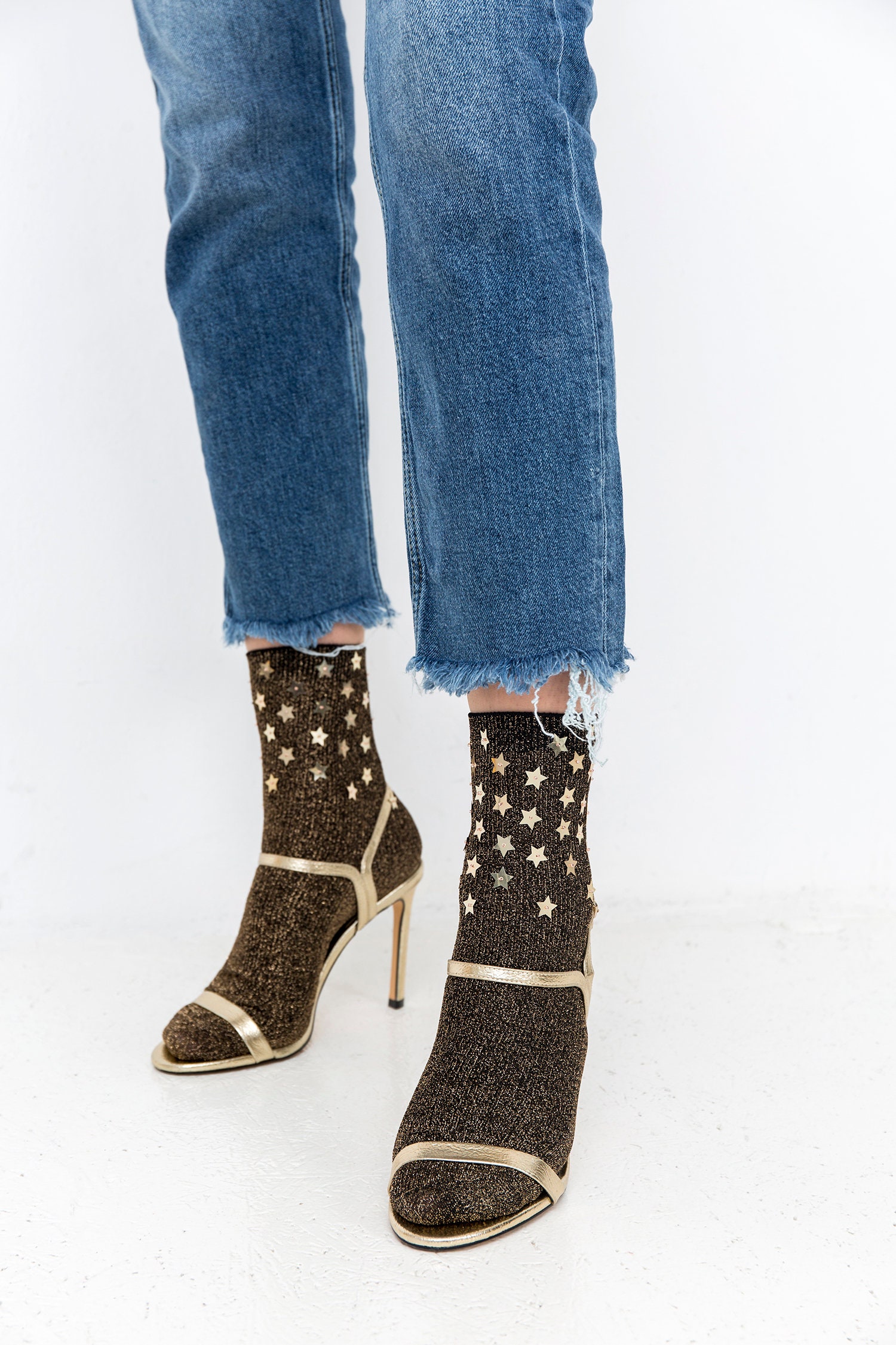 Starry Night Glitter Shiny Socks Golden Stars - Etsy