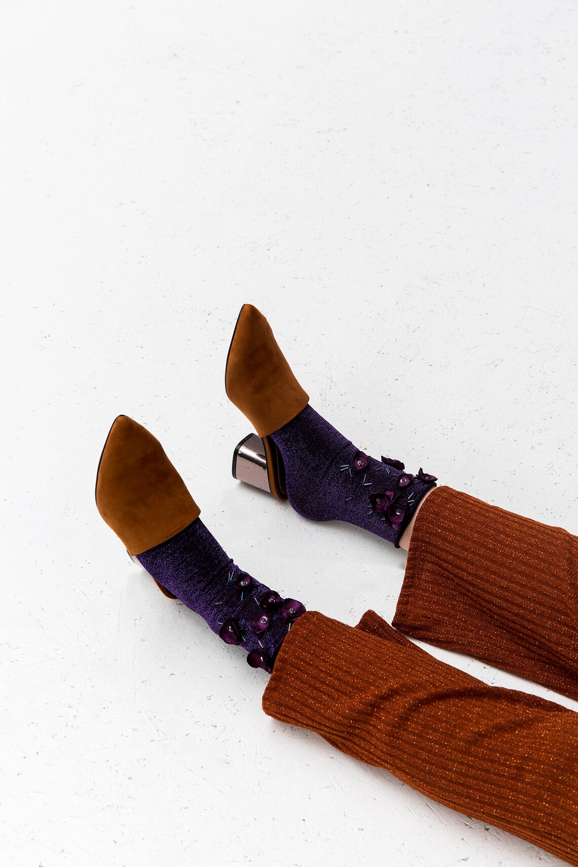 Violet Glitter Socks Dark Purple Peonies - Etsy