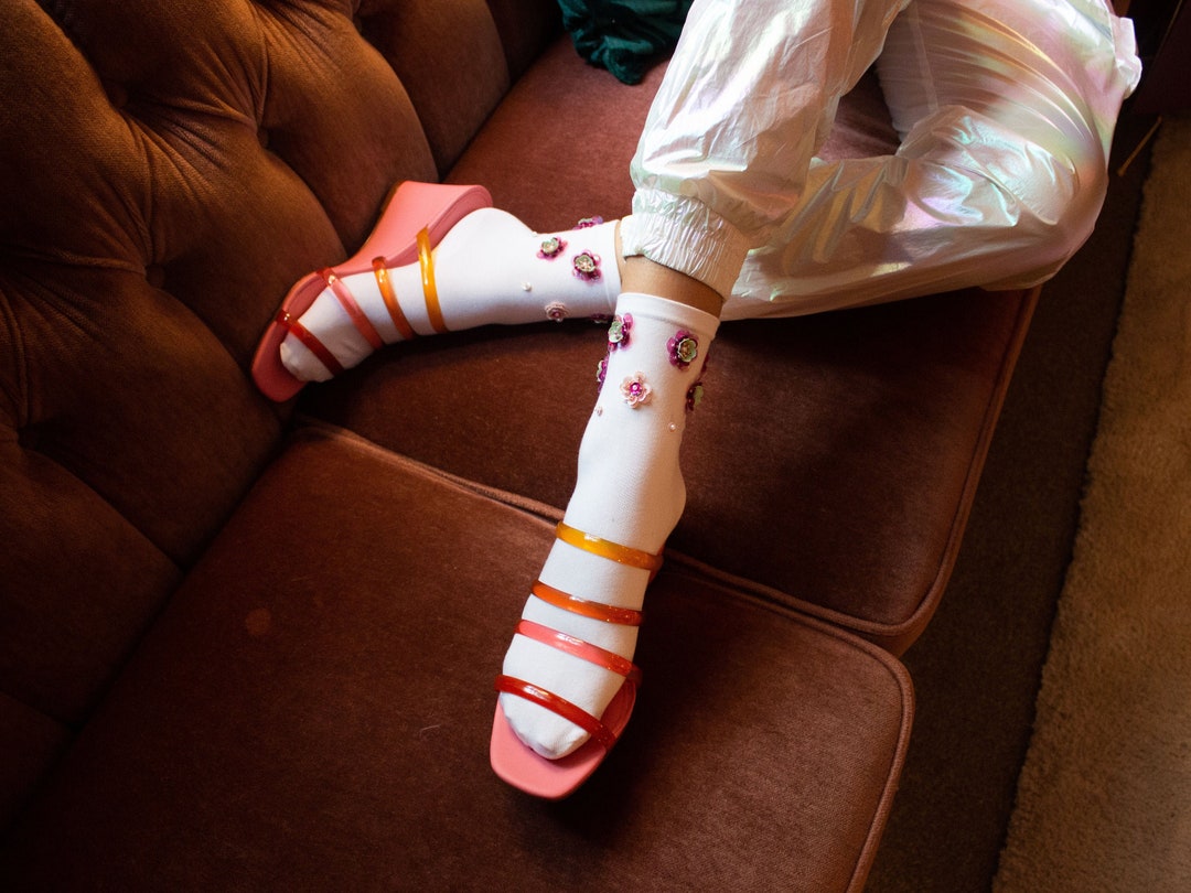 Pink Garden Organic Cotton Socks - Etsy
