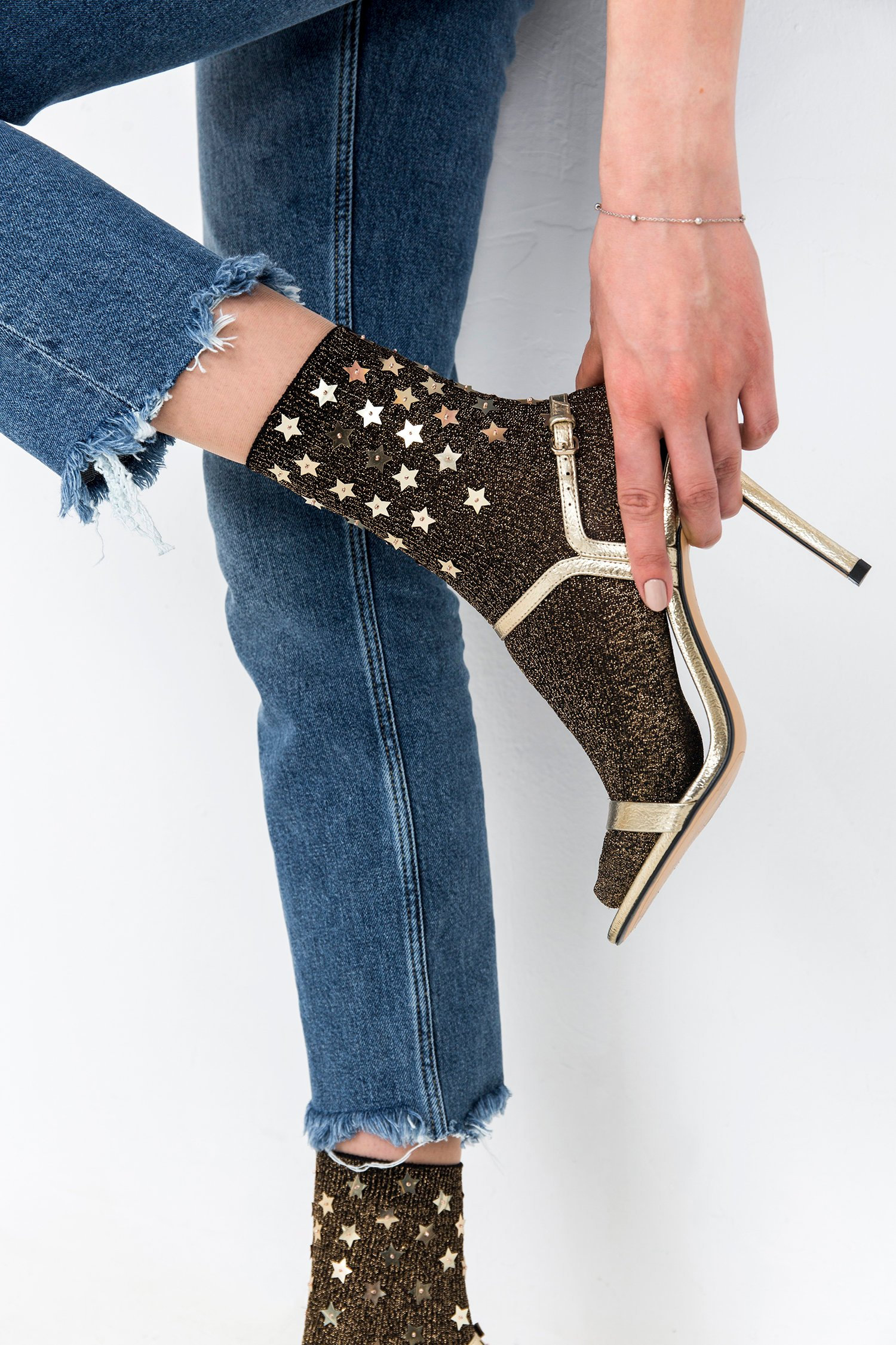 Starry Night Glitter Shiny Socks Golden Stars - Etsy