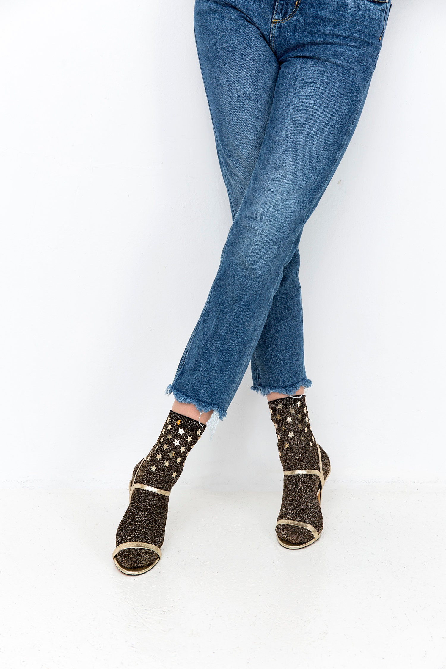 Starry Night Glitter Shiny Socks Golden Stars - Etsy