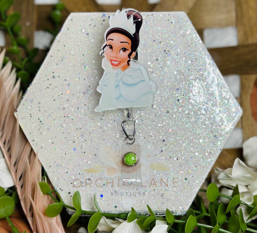Princess Badge Reel TIANA Badge Reel Princess Frog Lover Badge Cartoon ...
