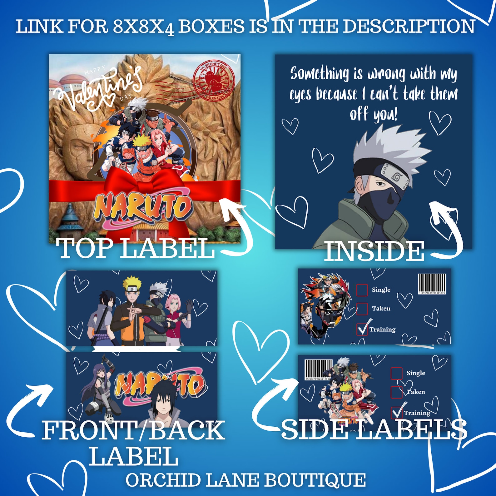 Anime Valentines Box Template PRINTABLE DIGITAL DESIGN 8x8x4 Box - Etsy
