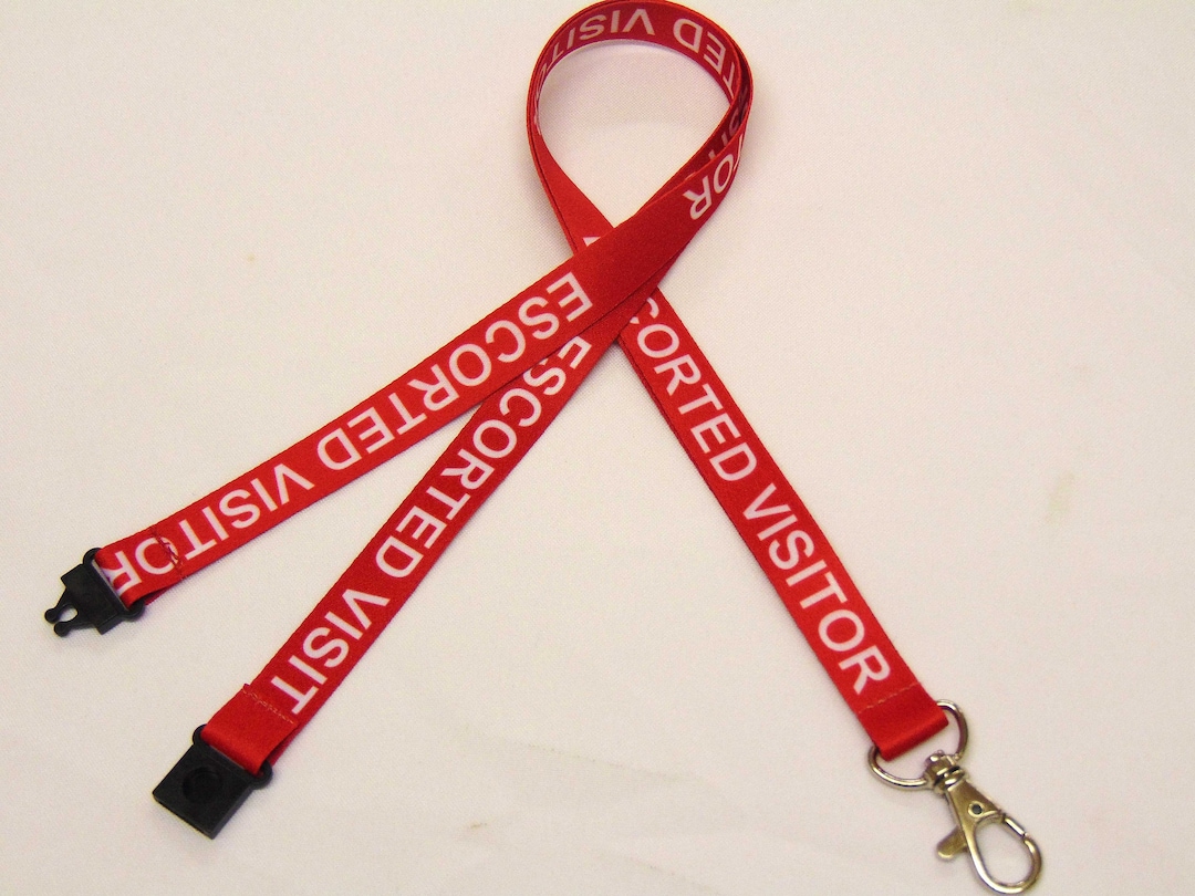 ESCORTED VISITOR Printed Neck Strap Lanyard 15mm - Red - Etsy