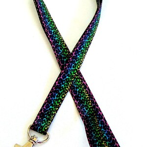 Rainbow Leopard Printed Neck Strap Lanyard 15mm, Free UK Postage. - Etsy